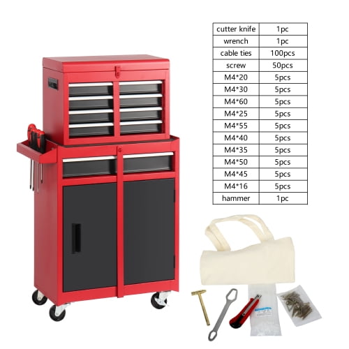 2-IN-1 Hidden Multifunctional Tool Organizer,Rolling Tool Chest with 5 ...