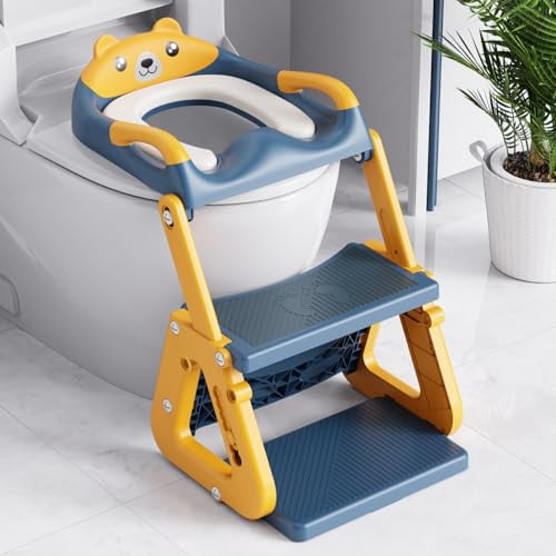 2-IN-1 Potty Training Seat with Step Stool, Height Adjustable Toilet ...