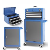 Costway Large Roller Tool Box with Wheels, 2-in-1 Mobile Tool Chest ...