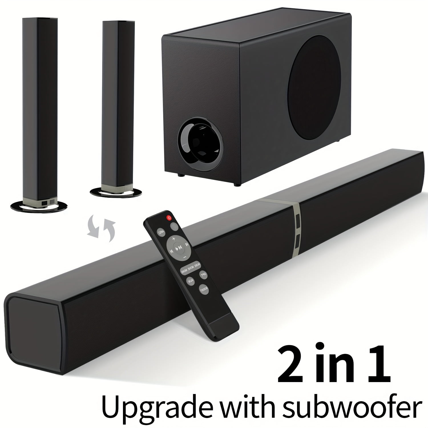 2 IN 1 TV Sound Bar, SoundBar For Smart TV, Wireless Speaker Surround ...