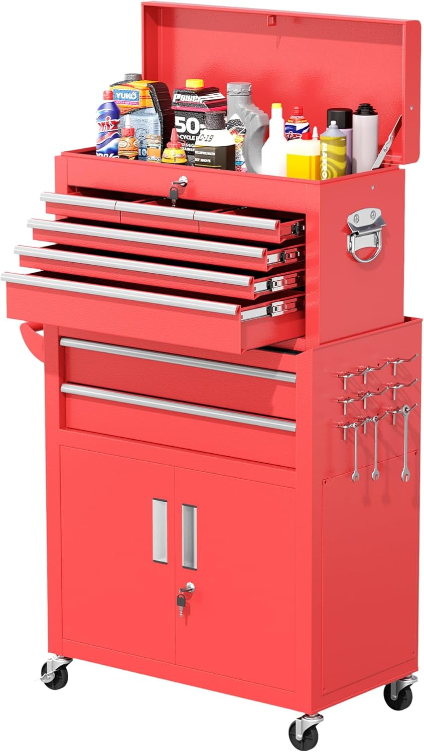 2-In-1 Mobile Toolbox, 8-Drawer Rollaway Tool Chest & Cabinet, Large ...
