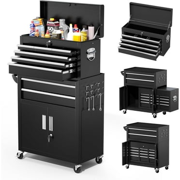 S AFSTAR 6-Drawer Rolling Tool Chest, High Capacity Tool Storage Cabinet with 4 Hooks, Locking ...