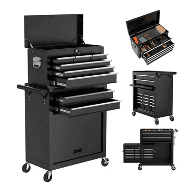 Seizeen 2-IN-1 Metal Tool Box, 8-Drawer, Mobile & Portable Tool Chest and Cabinet with Lockable ...