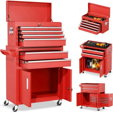 8-Drawer High Capacity Rolling Tool Chest with Wheels, Big Tool Storage Removable Tool Box Combo ...