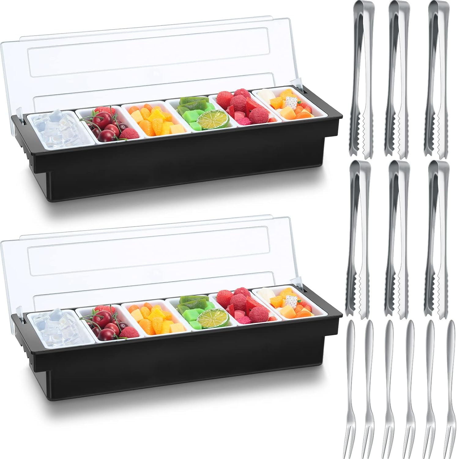 2 Ice Cooled Garnish Tray Deck Bar Garnish Caddy Condiment Containers ...