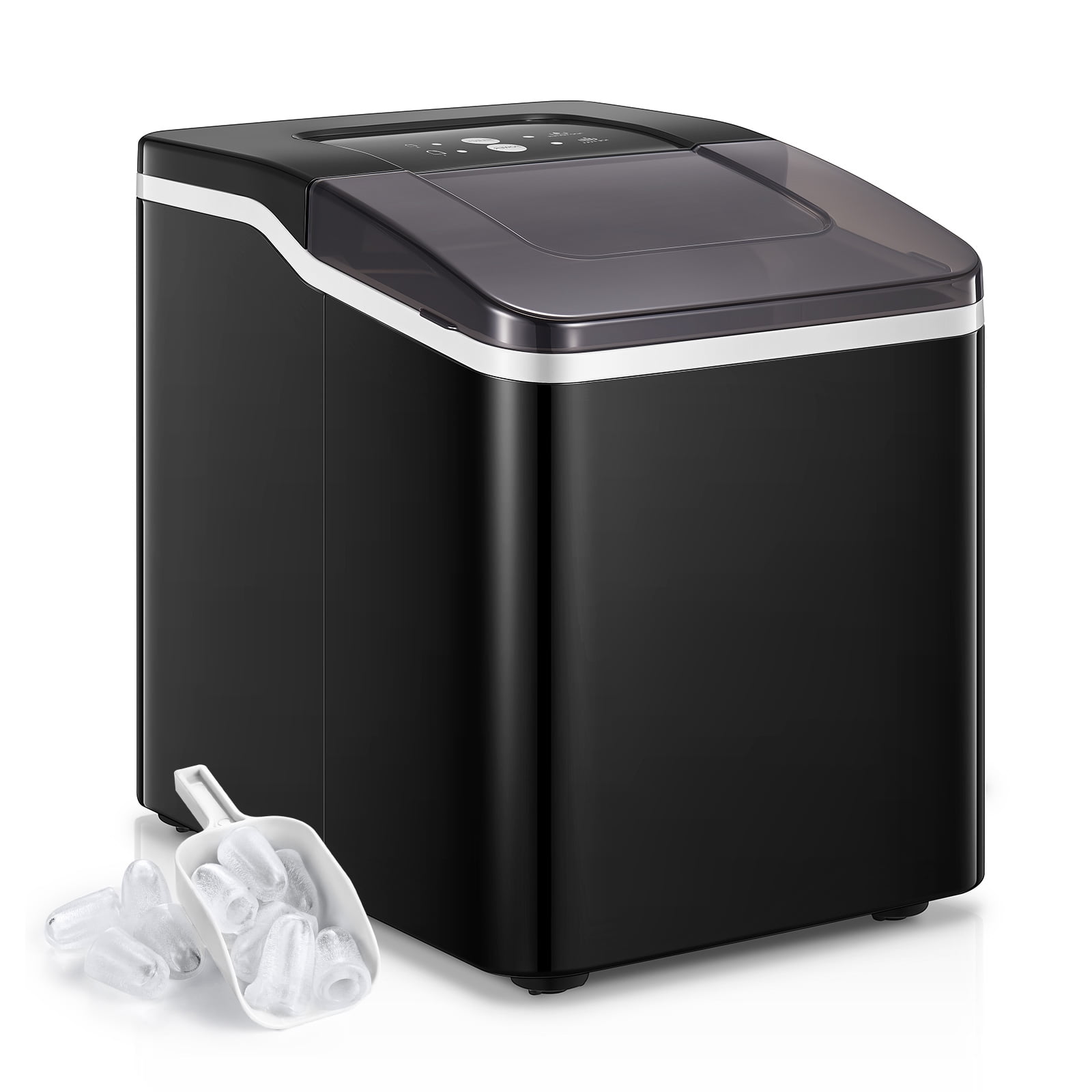 2 Ice Size Ice Maker Machine Countertop, 28 lbs in 24 Hrs, 9 Cubes ...