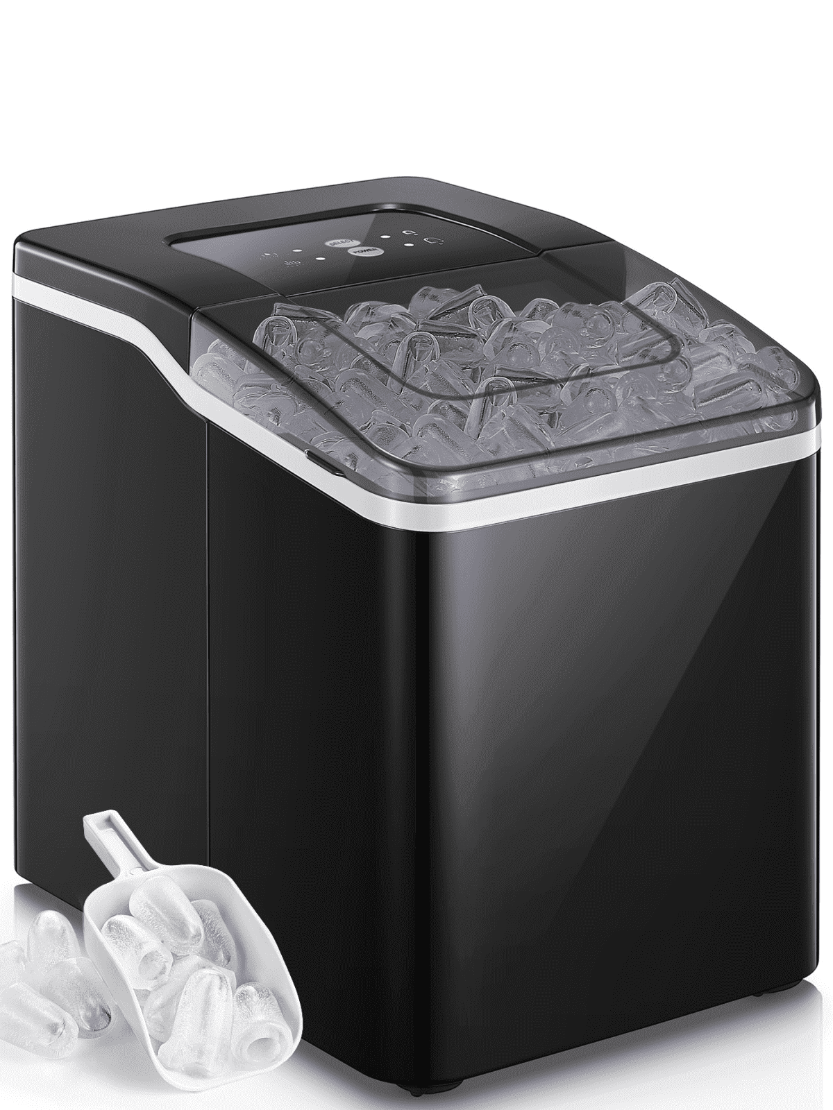 FOHERE Portable Ice Maker, 28 lbs/24 Hrs, 9 Bullet Ice in 5 Mins, Self ...