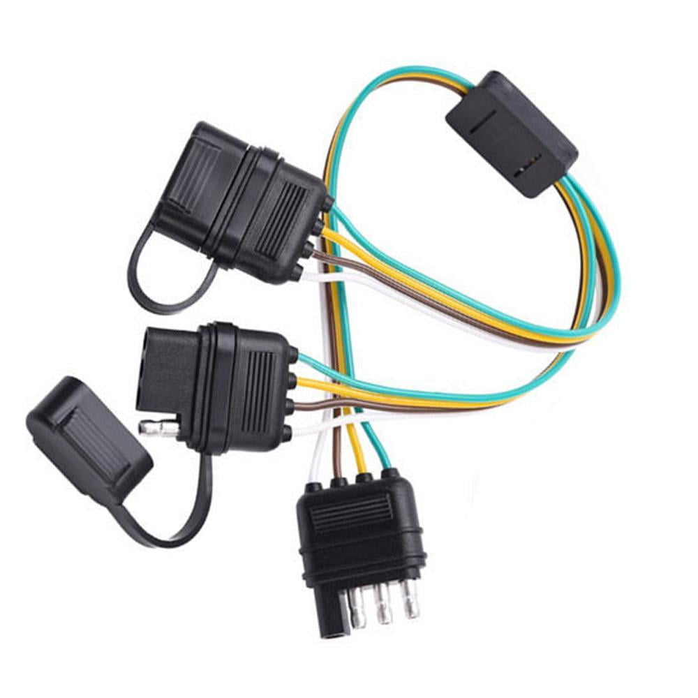 2 In 1 12V Trailer Splitter 2-Way 4Pin Harness Male&Female Connector ...