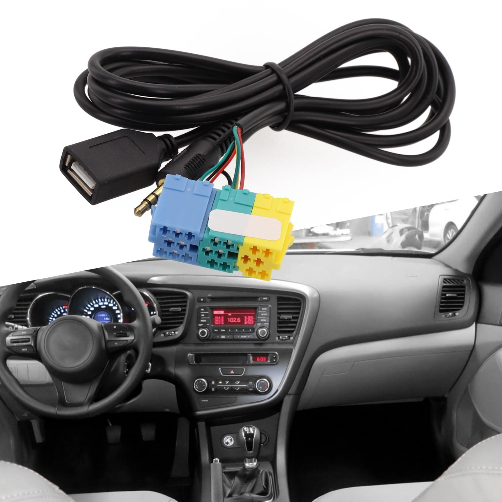 2 In 1 3.5Mm & Usb Plug Car Audio Adapter Car Video Audio Adapter For ...