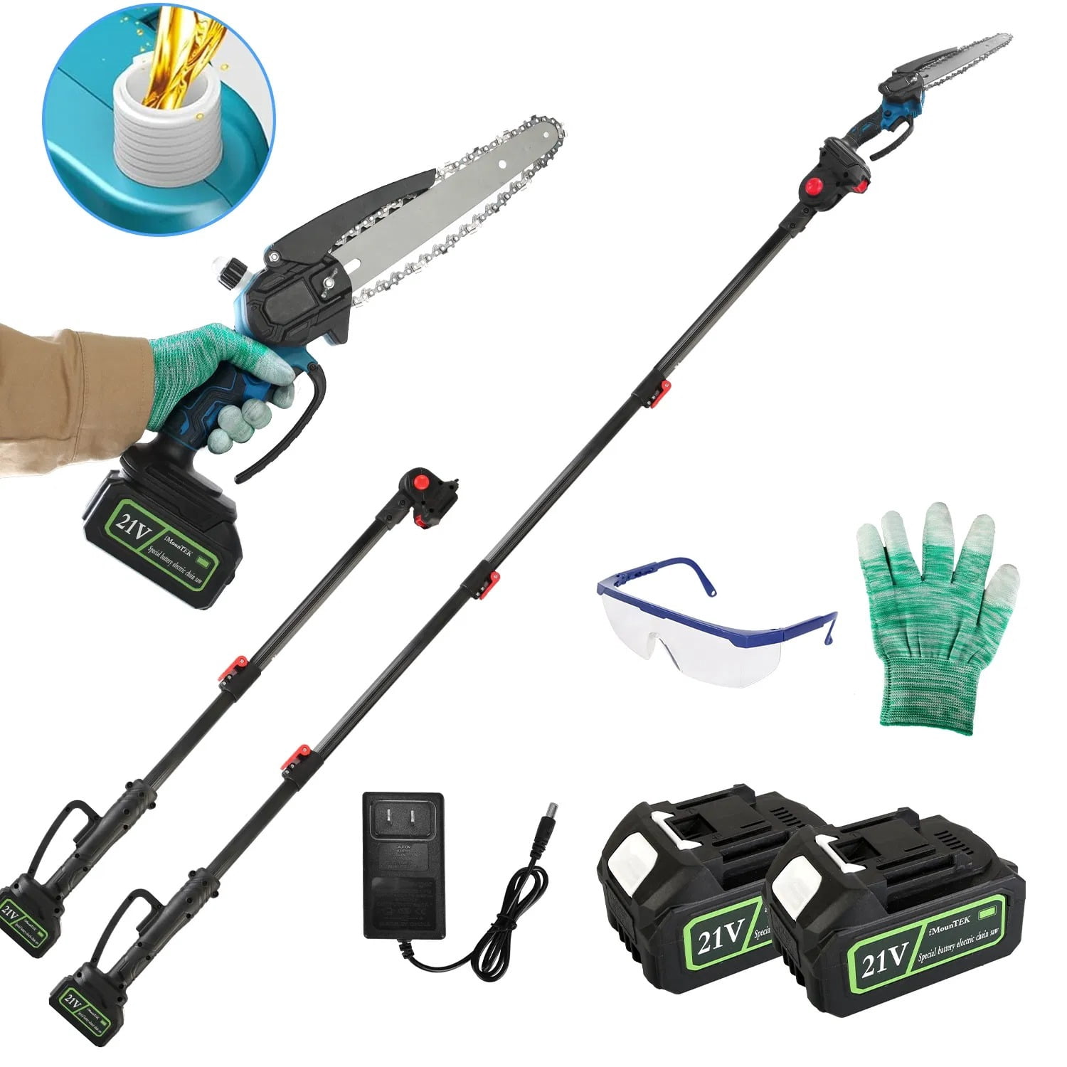 2-In-1 8' Cordless Electric Pole Saw & Mini Chainsaw with Extension ...