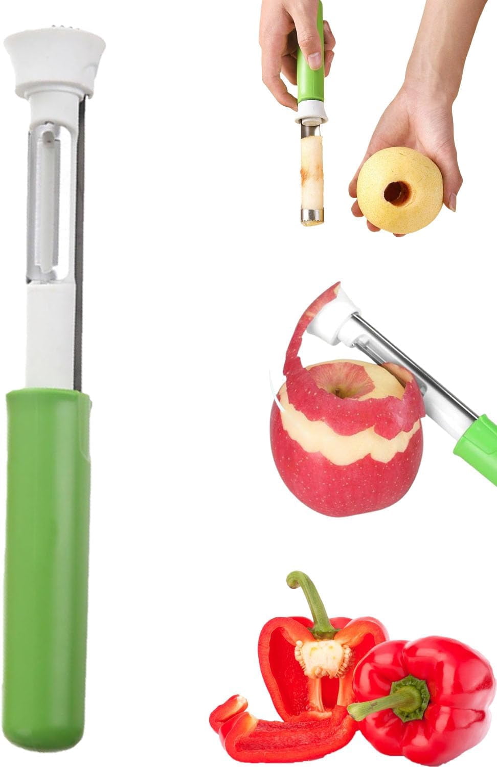 2 In 1 Apple Corer And Peeler, Stainless Steel Red Bell Pepper Seed ...