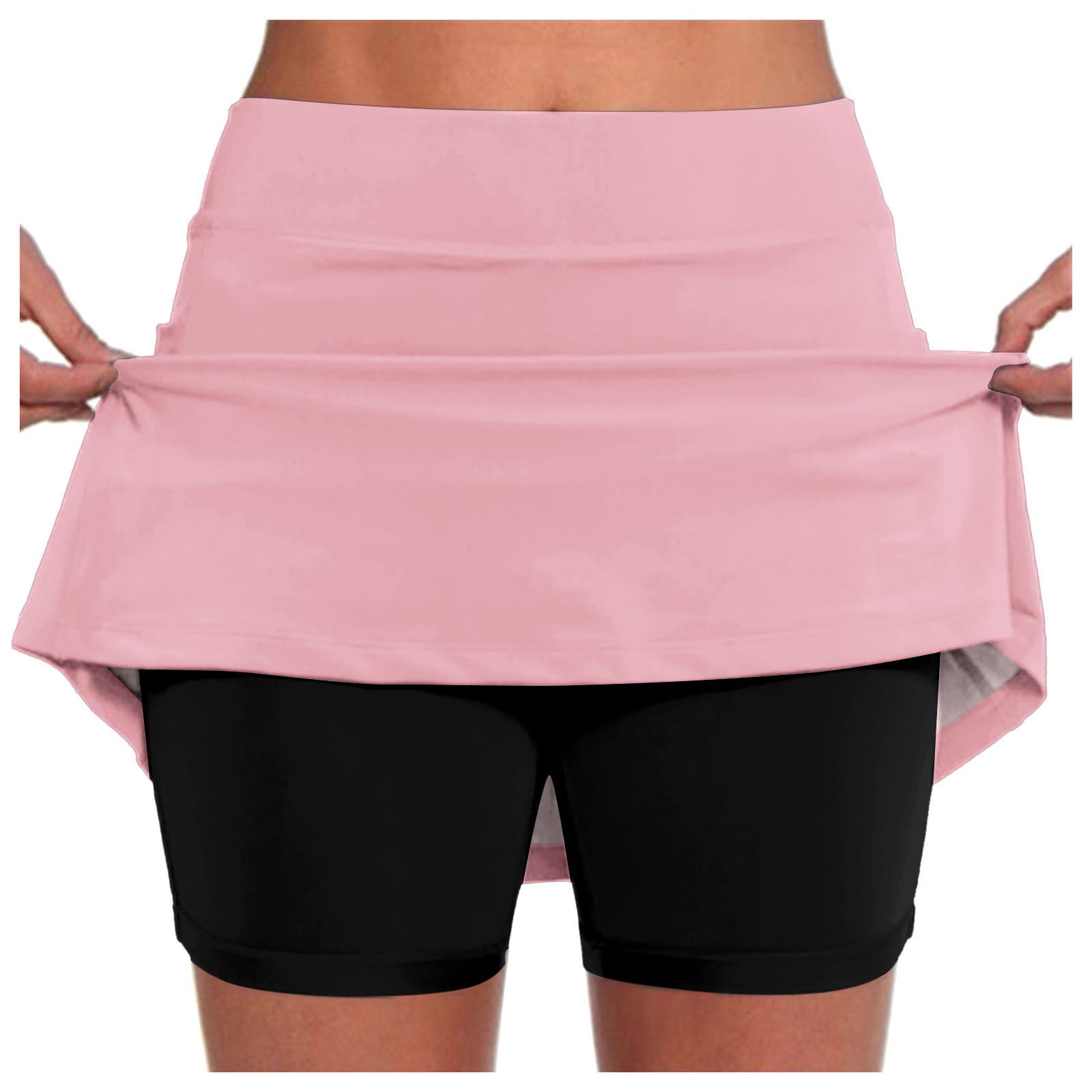 2 In 1 Athletic Shorts Crossover High Waisted Activewear Skorts Mini ...