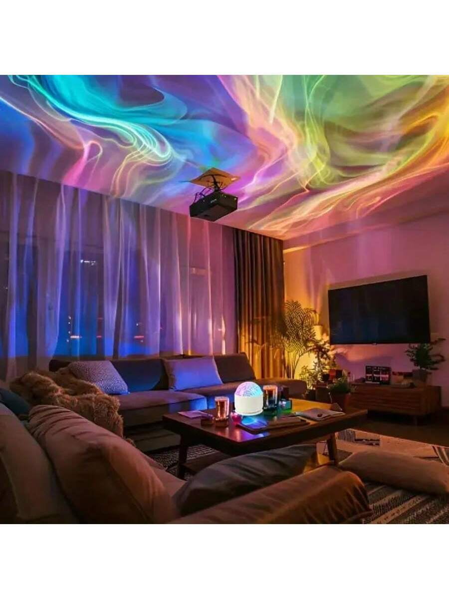 2-In-1 Aurora Projector and Ocean Wave Night Light, 16 Color RGB ...