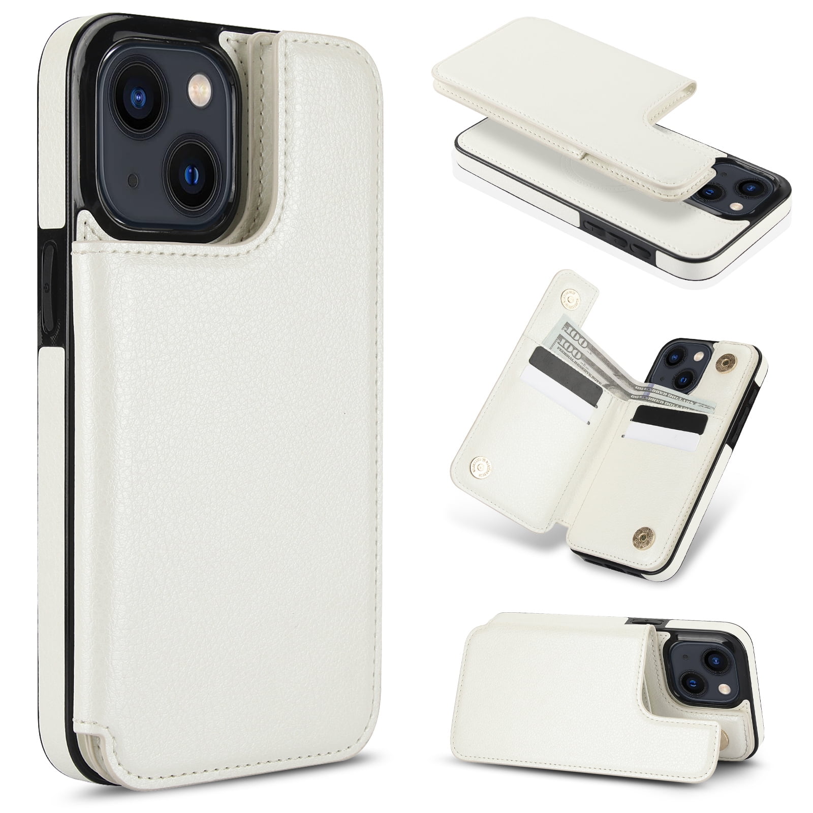 2-In-1 Back Case for iPhone 13 Detachable Magnetic Folio Card Pocket ...