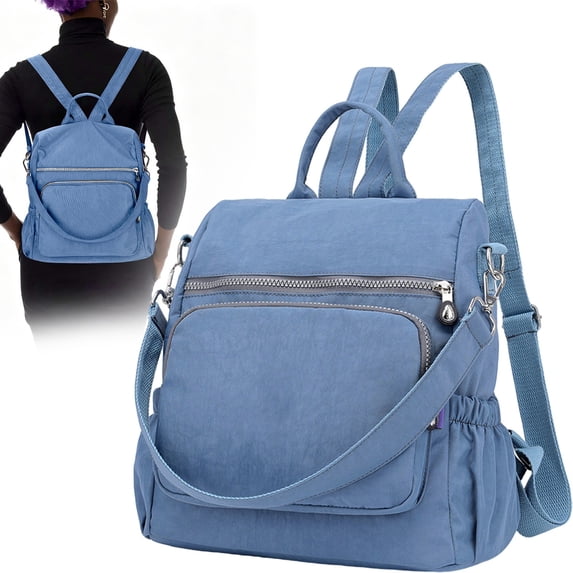 2-In-1 Backpack Purse, Anti-Theft Nylon Travel Backpack Shoulder Bag ...