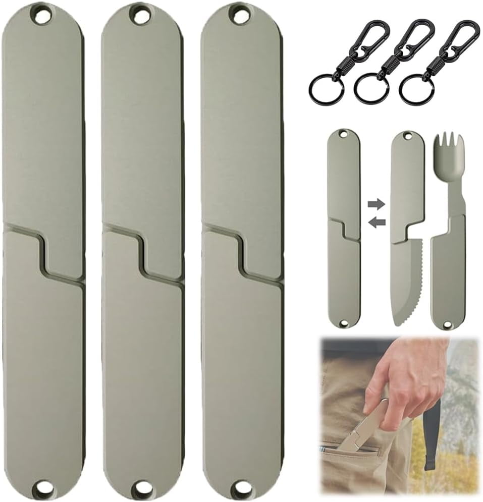 2 In 1 Camping Eating Utensils Set, Reusable Magnetic Detachable ...