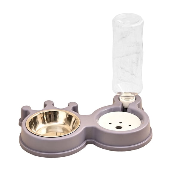 2 In 1 Cat Food and Water Bowl Set, Automatic Pet Feeder Bowls with ...