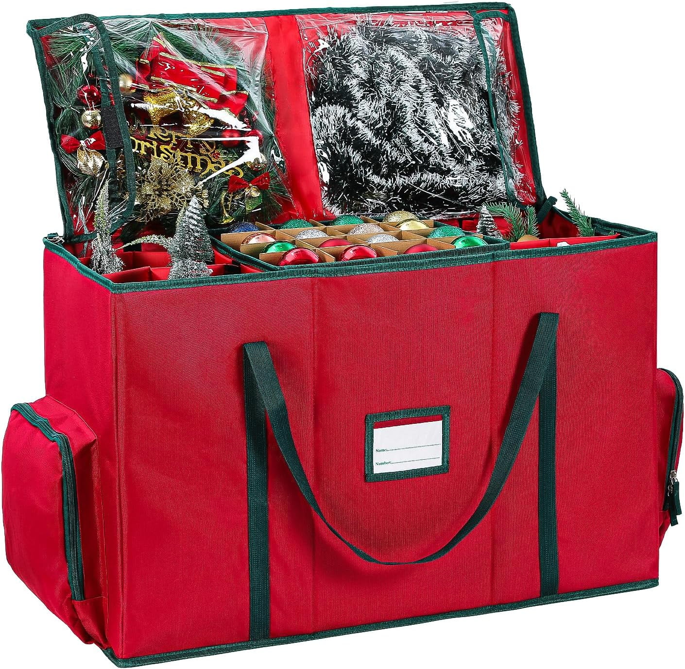 2-In-1 Christmas Decoration Ornament Organizer Box， Movable Pallet ...