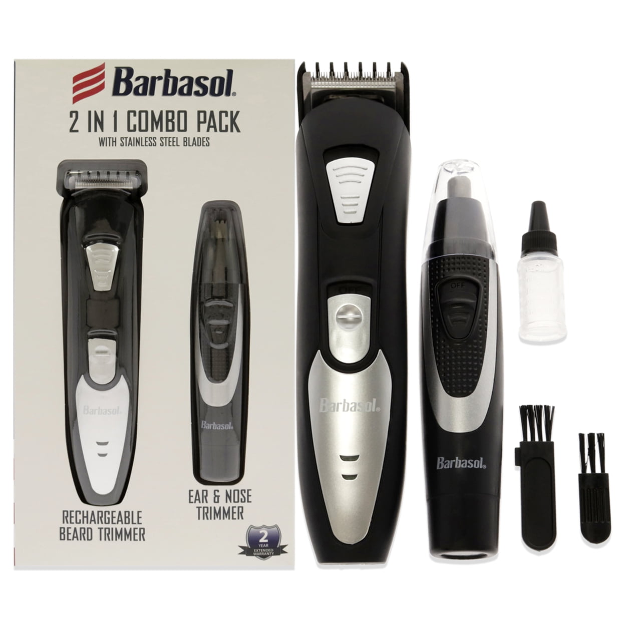 2 In 1 Combo Pack by Barbasol for Men - 2 Pc Rechargeable Beard Trimmer ...