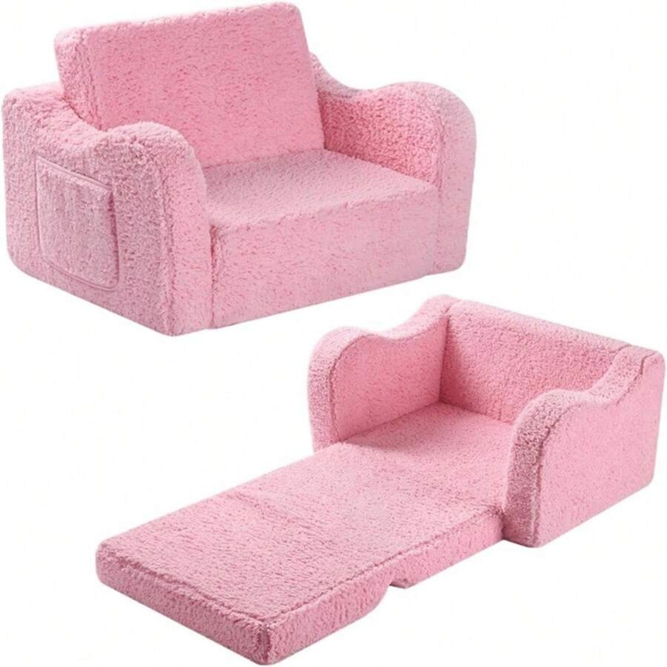 2-In-1 Convertible Toddler Chair - Soft Sherpa Fabric, Folds to ...