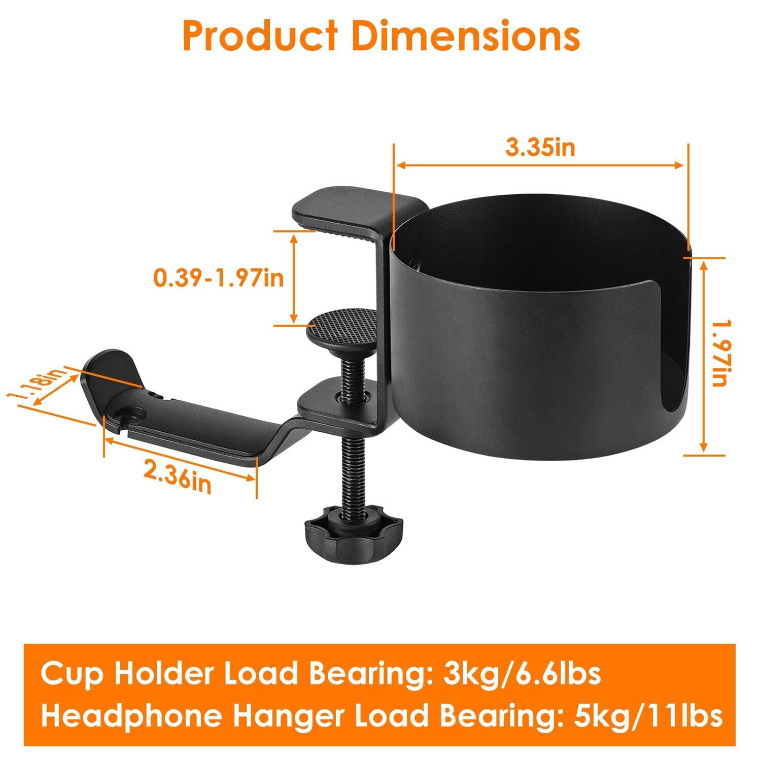 2-In-1 Desk Cup Holder Anti-spill Cup Holder 360° Rotating Headphone ...