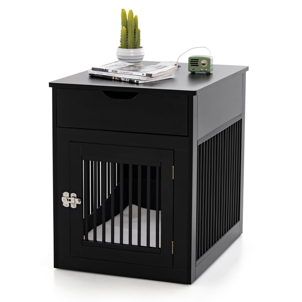 2-In-1 Dog House with Drawer and Wired Wireless Charging-Black, Dog ...