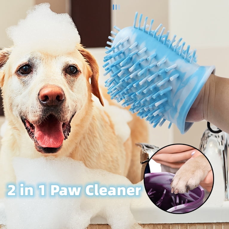 2 In 1 Dog Paw Cleaner Cup Soft Pet Dog Foot Cleaning Washer Brush Cup ...