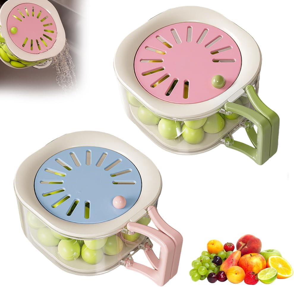 2-In-1 Draining and Preservation Basket, Kitchen Fruit Washer Drainer ...