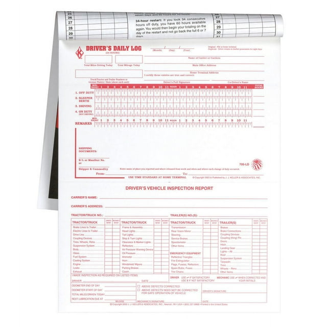 Daily Log Book 5-Pack(155 Forms) for Truckers, 2-In-1 with Detailed ...