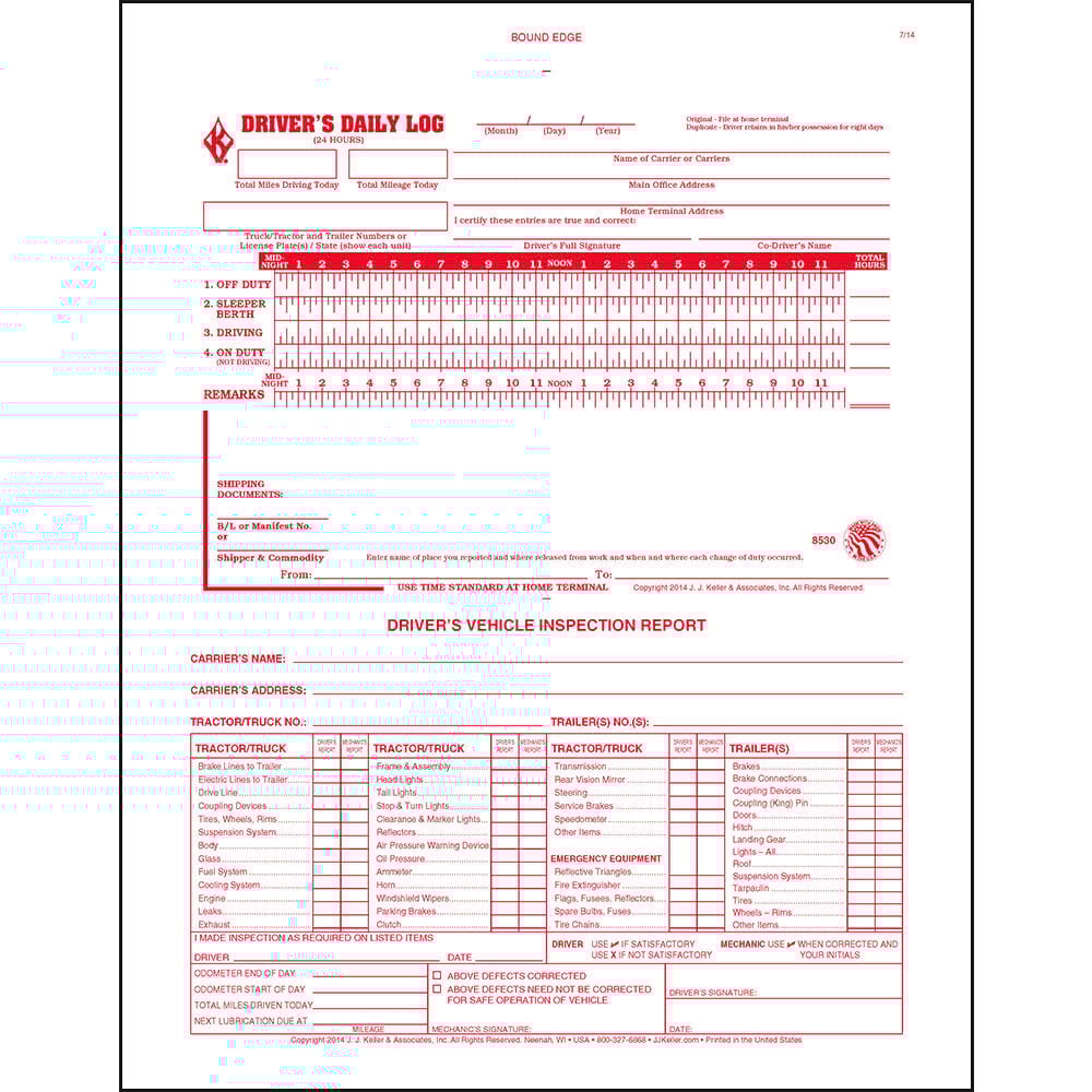 Daily Log Book 5-Pack(155 Forms) for Truckers, 2-In-1 with Detailed ...