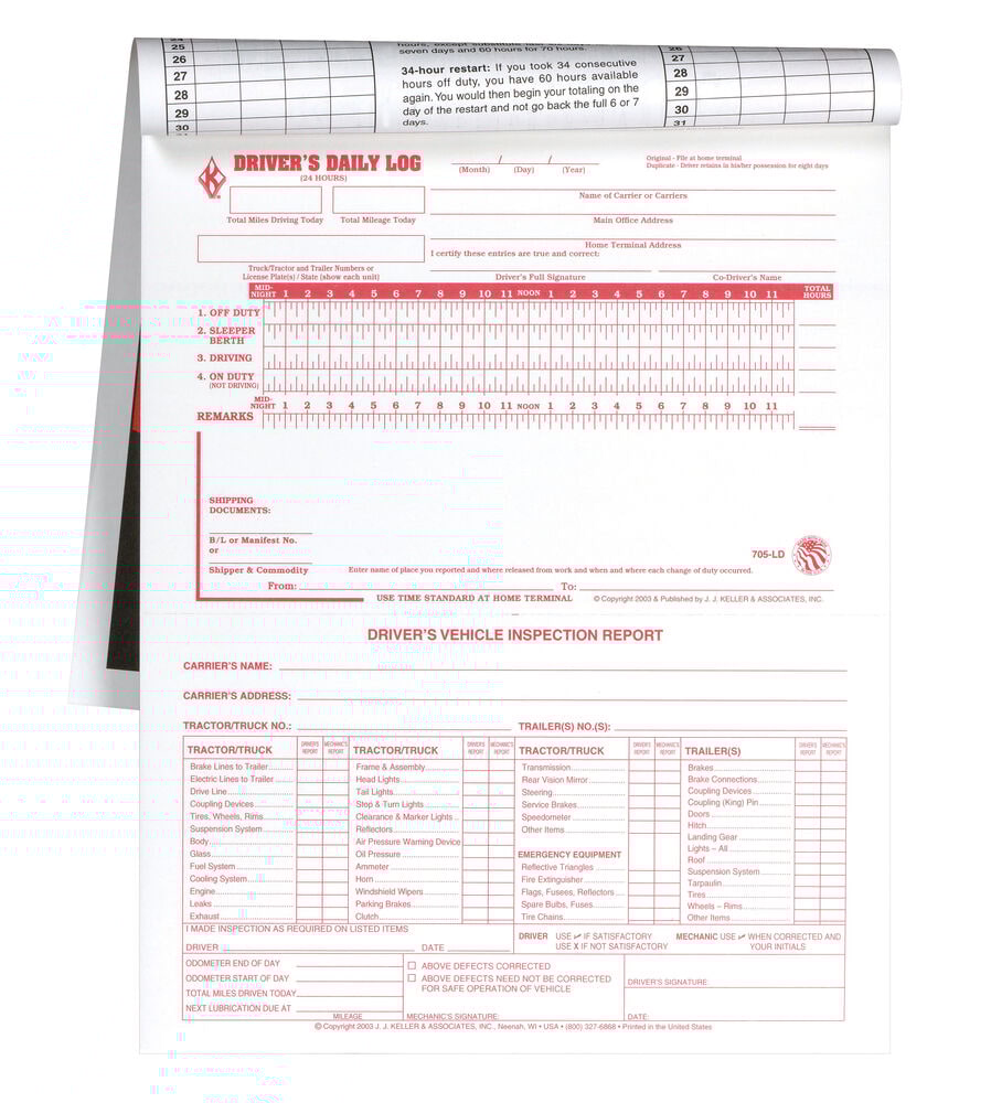 Daily Log Book 5-Pack(155 Forms) for Truckers, 2-In-1 with Detailed ...