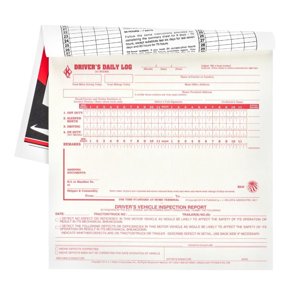 2-In-1 Driver Daily Log Book 5-pk. with Simplified DVIR - 2-Ply ...