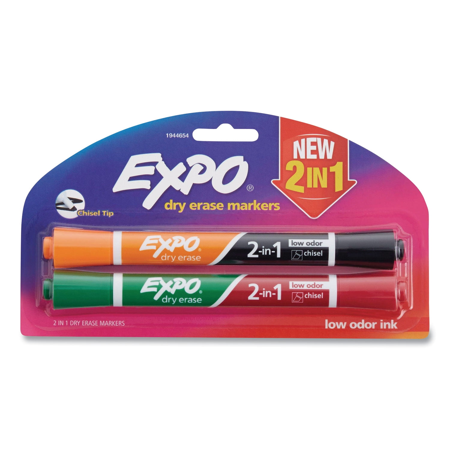 2-In-1 Dry Erase Markers, Medium Chisel Tip, Assorted Colors, 2/pack ...