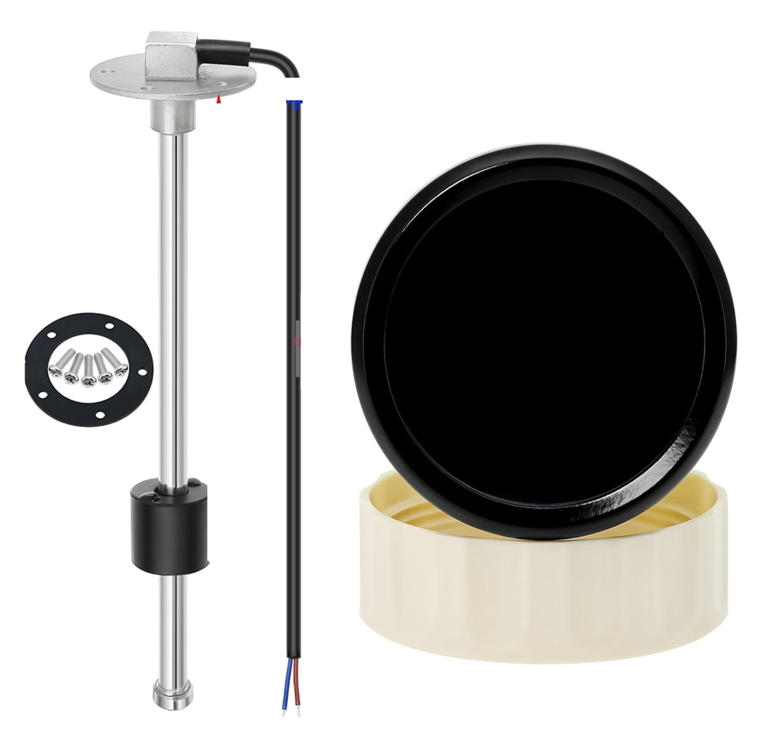 2 In 1 Dual 52mm Fuel Level Gauge+Voltmeter With Alarm Light 0-190 Ohm ...