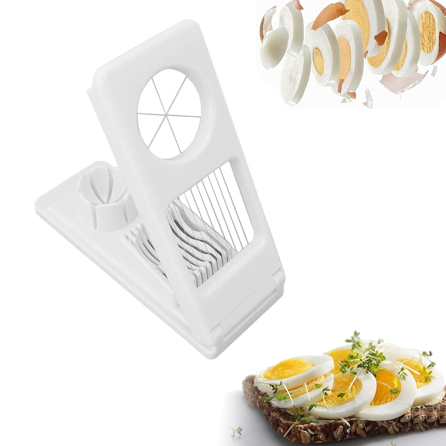 2 In 1 Egg Slicer for Hard Boiled Eggs, Kitchen Cutter Wire Egg Slicer ...