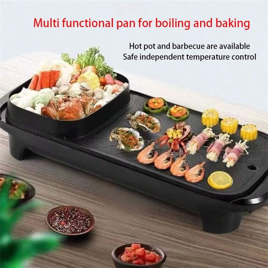 2-In-1 Electric Hot Pot Barbecue Stove, Multifunctional Smoke-Free Hot ...