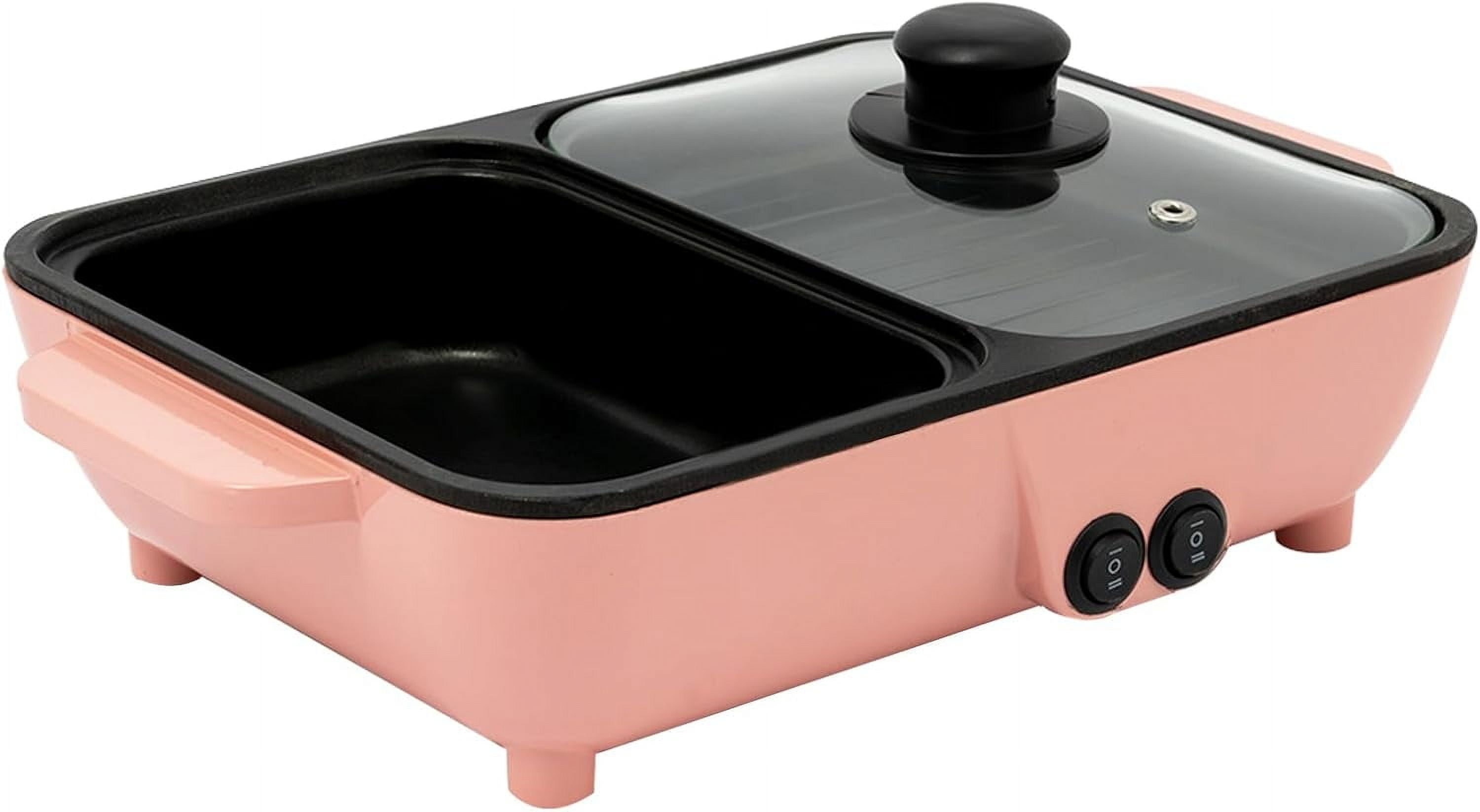 2-In-1 Electric Hot Pot with Grill, Mini Hot Pot and Frying Pan, Non-Stick Shabu Shabu Pot and ...