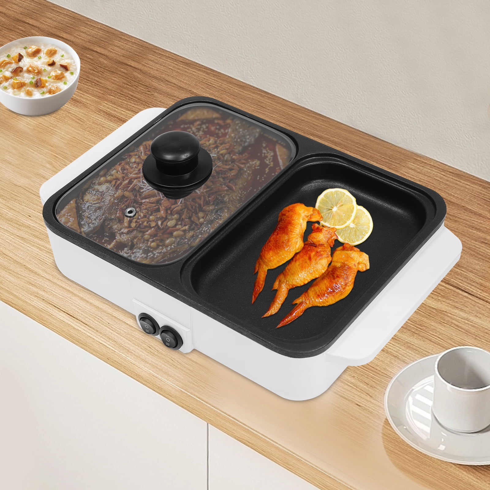 2-In-1 Electric Hot Pot,Multi-purpose Hot Pot, Smokeless Indoor BBQ ...