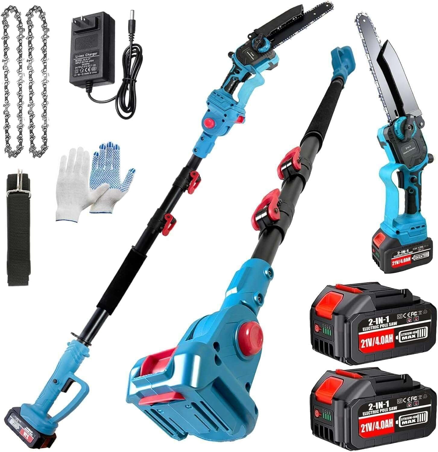 2-In-1 Electric Pole Saws for Tree Trimming, 8 Inch Mini Chainsaw with ...