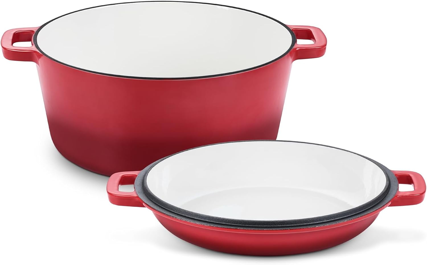 2-In-1 Enameled Cast Iron Dutch Oven, 5 Quart Dutch Oven Pot Cookware ...