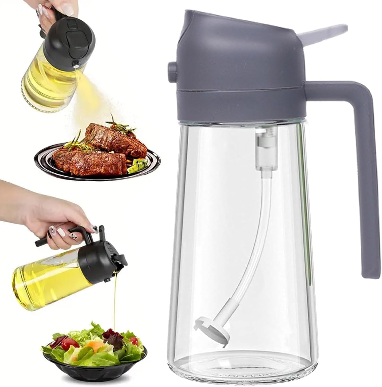 2 In 1 Glass Oil Sprayer & Dispenser, Oil Sprayer for Cooking, 2-in-1 ...