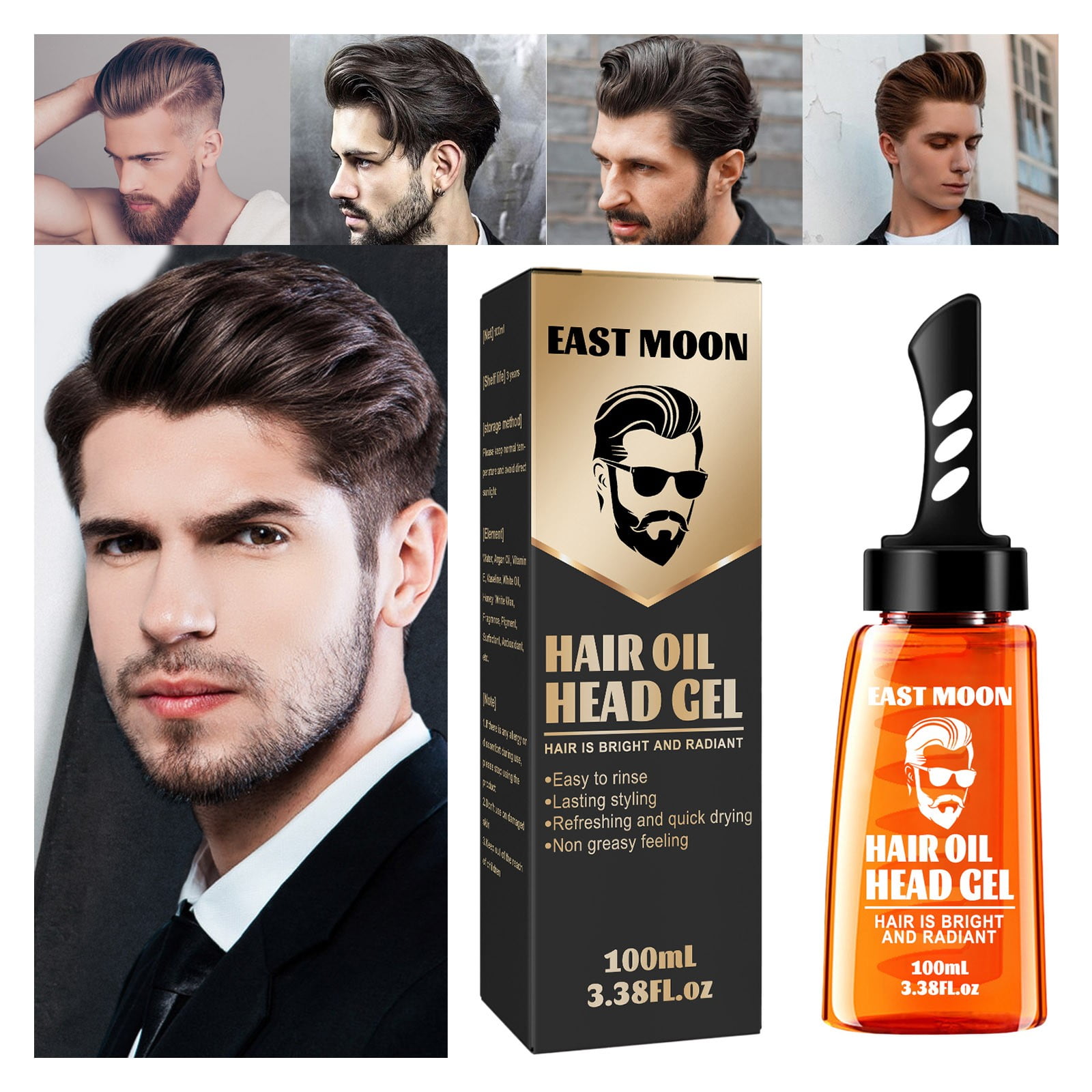 2 In 1 Hair Wax Gel With Comb Long Lasting Men'S Hair Styling Gel Tool ...