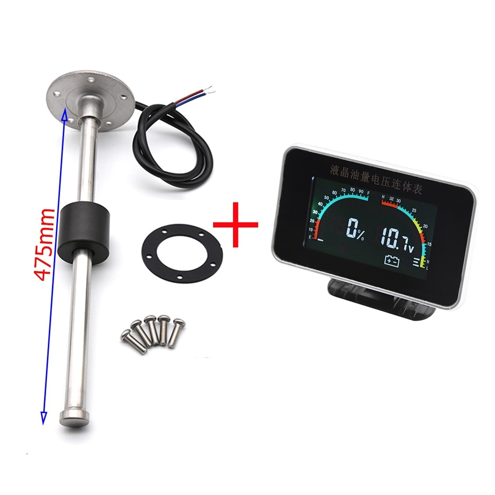 2 In 1 LCD Fuel Gauge Voltmeter With Fuel Float Sensor 0-190ohm For 12V ...