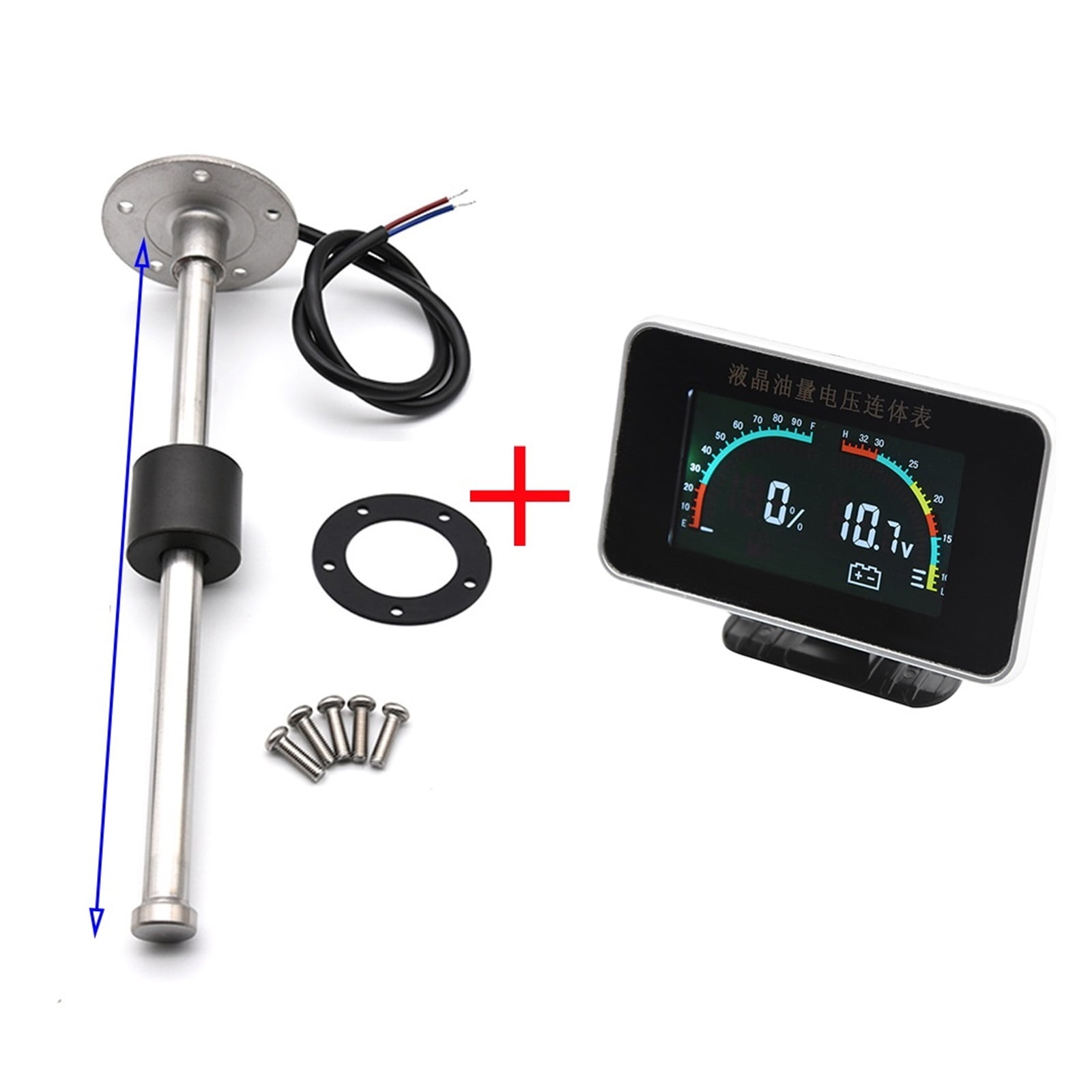 2 In 1 LCD Fuel Gauge Voltmeter With Fuel Float Sensor 0-190ohm For 12V ...