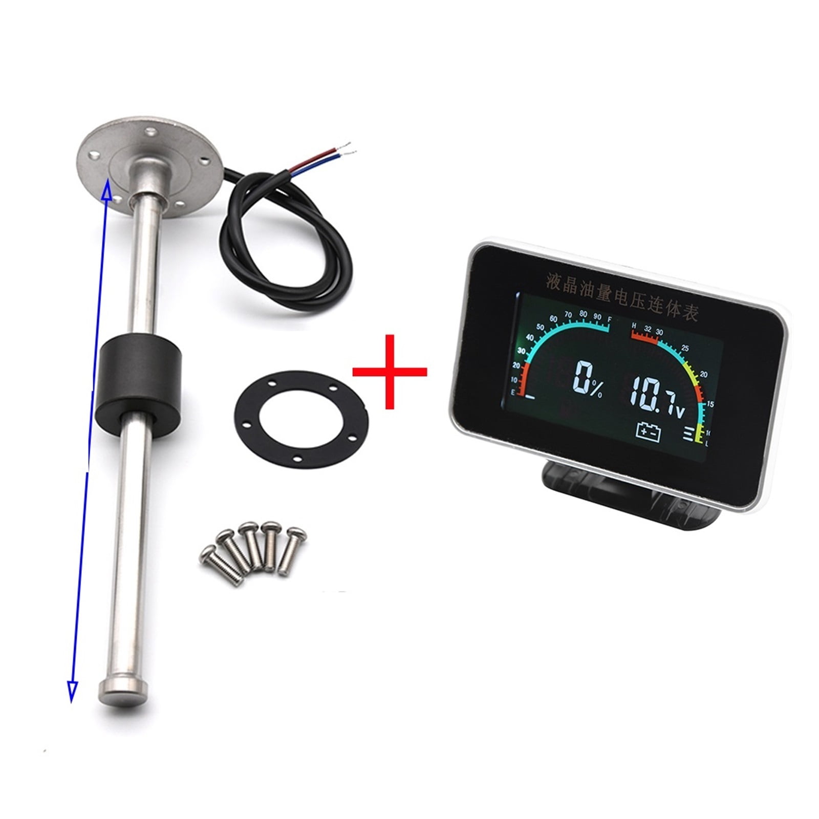 2 In 1 LCD Fuel Gauge Voltmeter With Fuel Float Sensor 0-190ohm For 12V ...