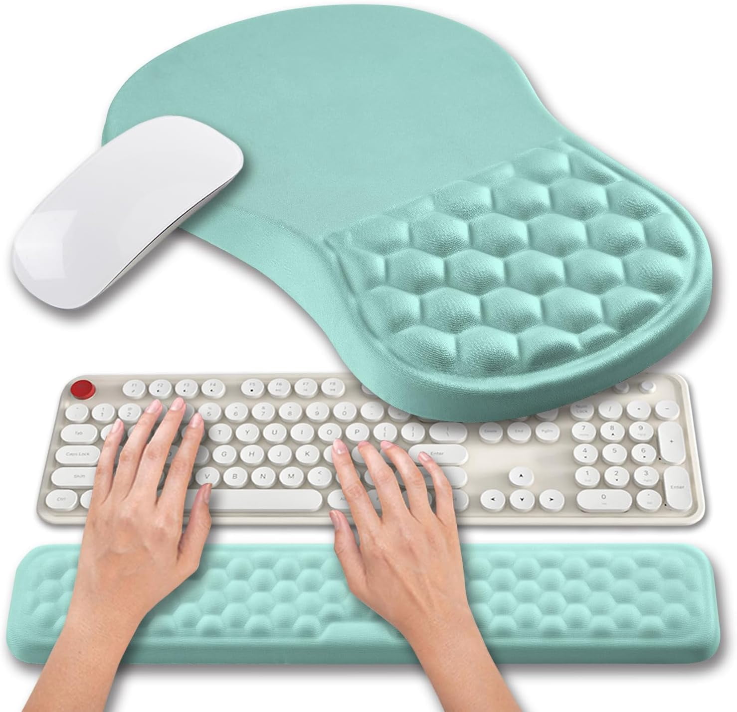 2 In 1 Mouse Pad Wrist Support and Keyboard Rest Set Hk004-light Blue ...