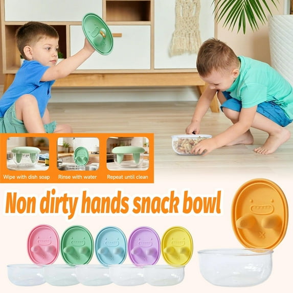 2-In-1 No-Mess Snack Container, with Fingertip Covers Reusable Box ...