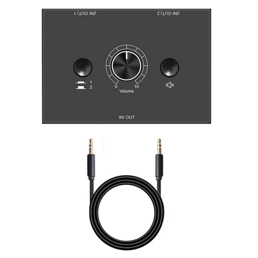 2 In 1 Out 3.5mm Stereo Audio Switch Aux Switcher Speaker Selector ...