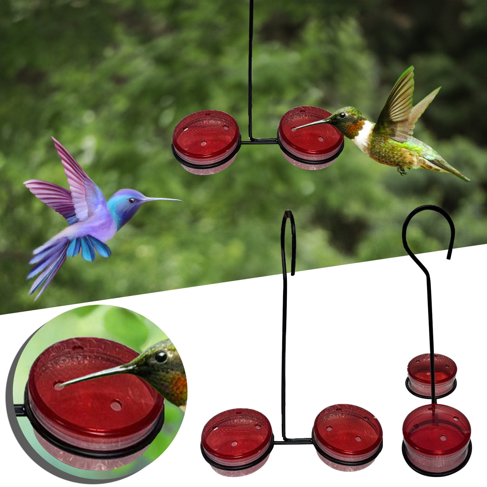 2-In-1 Outdoor Garden Bird Feeder | Automatic Hanging Patio Feeder with ...