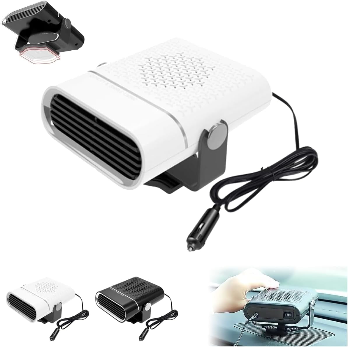 2-In-1 Portable Car Heater with 360° Rotation, Plug Cigarette Lighter ...